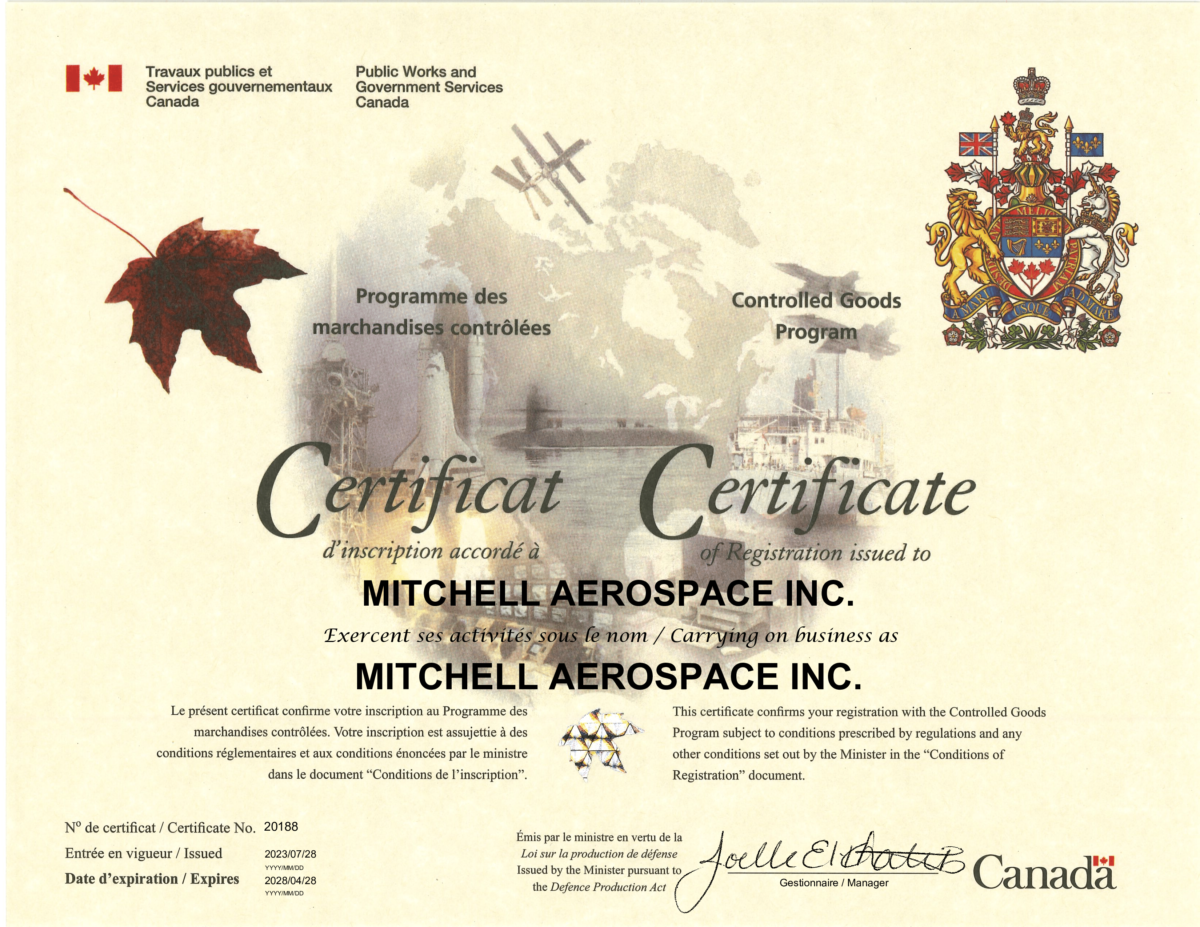 Certifications - Mitchell Aerospace