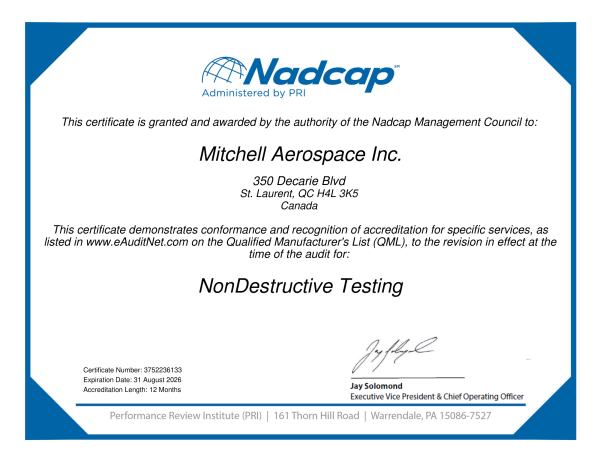 Certifications - Mitchell Aerospace